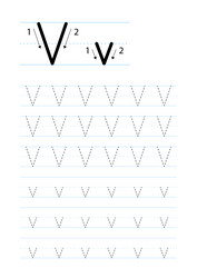 Printable letter v alphabet tracing worksheet Vector Image