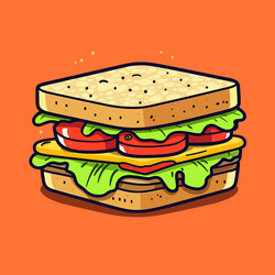 Sandwich hand-drawn club doodle style Royalty Free Vector