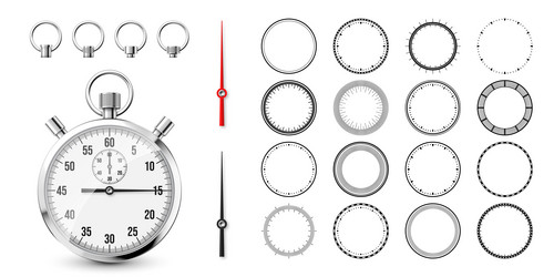 Classic stopwatch with clock faces shiny metal Vector Image