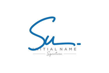 Initial su signature logo template hand drawn Vector Image