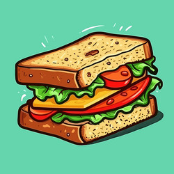 Sandwich hand-drawn club doodle style Royalty Free Vector