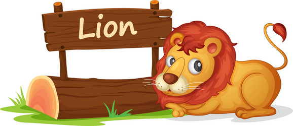 Cartoon zoo lion sign Royalty Free Vector Image