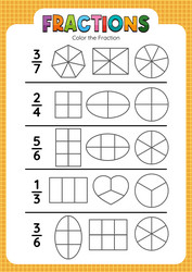 Fraction Worksheet Template Royalty Free Vector Image