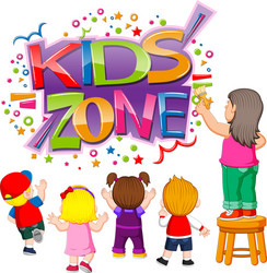 Kids zone text with children Royalty Free Vector Image