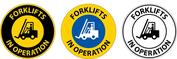 Safety first forklifts in operation symbol sign Vector Image