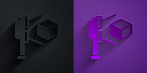 Paper cut 3d scanner with cube projection icon Vector Image