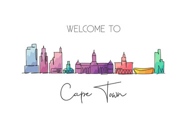 One single line drawing of cape town city skyline Vector Image