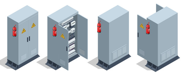 Isometric electric switchboard transformer Vector Image