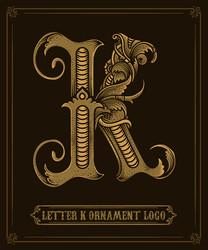 Vintage letter k floral pattern style Royalty Free Vector