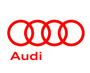 Audi brand symbol logo with name white design Vector Image