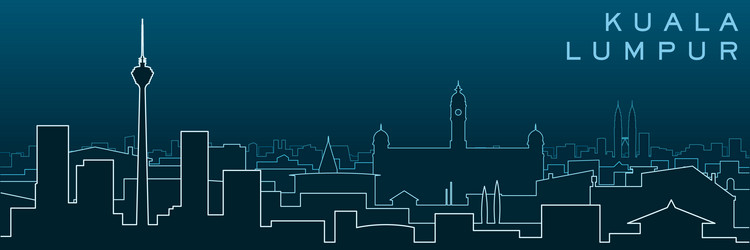 Kuala lumpur dark line simple minimalist skyline Vector Image