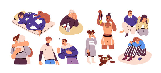 Sad crying child in bad whining mood weeping Vector Image