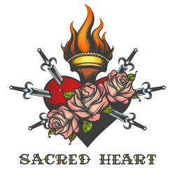 Sacred heart engraving Royalty Free Vector Image