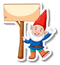 A sticker template with garden gnome or dwarf Vector Image