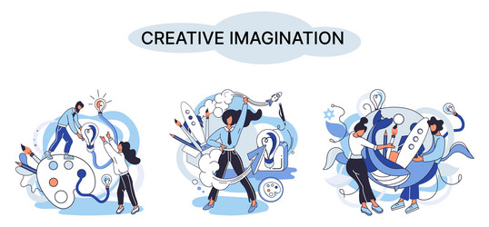 Creative imagination thoughtful person thinking Vector Image