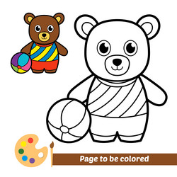 Coloring book bear playing basketball Royalty Free Vector