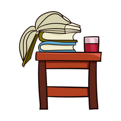 Side table with books and glass outline Royalty Free Vector