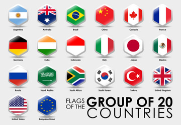 Flags of the g20 countries square Royalty Free Vector Image