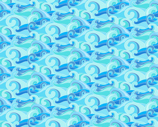 Watercolor background with blue sea waves seamless