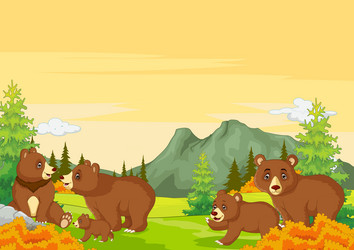 Brown bear cartoon posing Royalty Free Vector Image