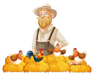 Cartoon farmer with hay cart Royalty Free Vector Image