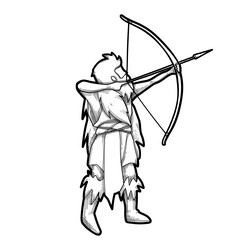 Graphic caveman fighting or hunting with a spear Vector Image