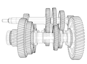 Gearbox sketch Royalty Free Vector Image - VectorStock