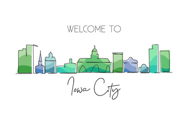Continuous one line drawing iowa city skyline Vector Image