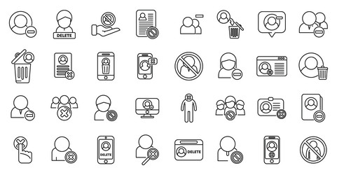 Delete user icons set simple access avatar Vector Image