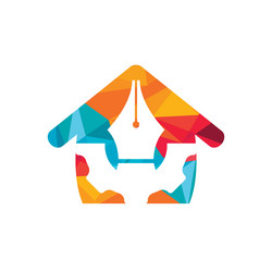 Gear and pen logo design Royalty Free Vector Image