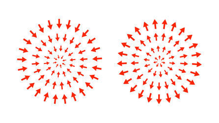 Arrows pointing inside and outside hemispheres Vector Image