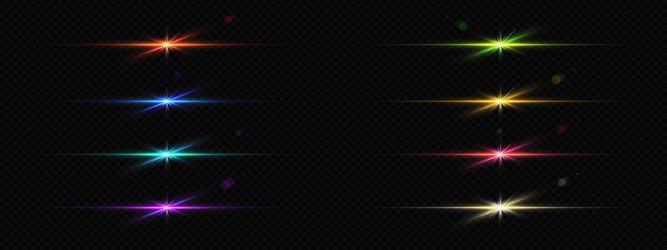 Flare light line and sparkle glow gleam set Vector Image