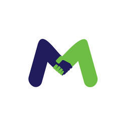 Letter m handshake colorful symbol logo Royalty Free Vector