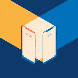 Realistic flat modern two smart phone with color Vector Image