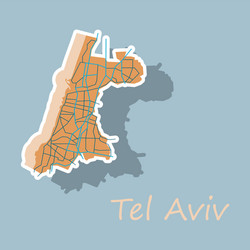 Tel aviv sticker map artprint landmass water Vector Image