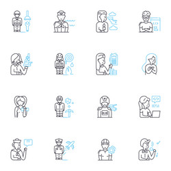 Tycoon linear icons set wealth power business Vector Image