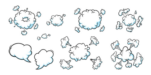 Comic boom effect clouds set of explosion bubbles Vector Image