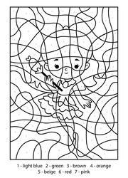 Color by number fairy tales thumbelina Royalty Free Vector