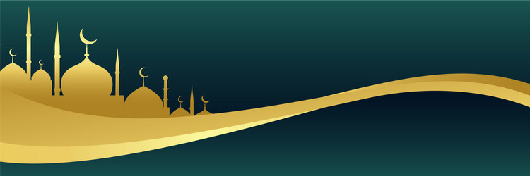 Golden islamic banner with mosque design Vector Image