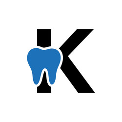 Letter k dental logo concept with teeth and smile Vector Image