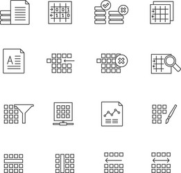 Database and table formatting icons Royalty Free Vector