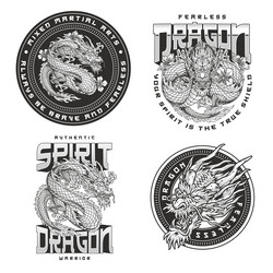 Dragon fight club monochrome poster Royalty Free Vector