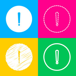 Exclamation mark sign four styles of icon Vector Image