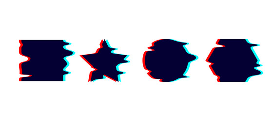 Glitched melted geometric shapes set distorted Vector Image