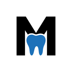 Letter m dental logo concept with teeth and smile Vector Image