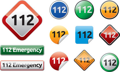 112 emergency call number emergency call sign Vector Image