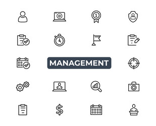 Business management outline icon collection thin Vector Image
