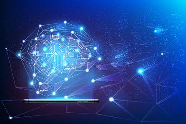 Neural network logo human brain emblem Royalty Free Vector