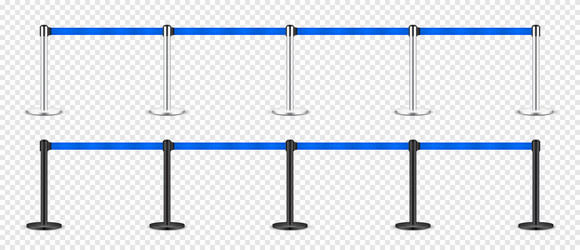 Realistic blue retractable belt stanchion crowd Vector Image