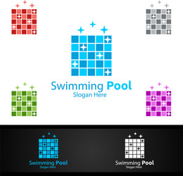 Swimming pool service logo with cleaning Vector Image